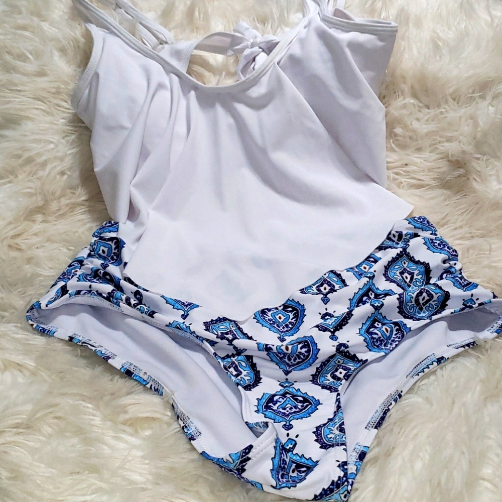 Hankie & High Rise Bikini Bottom Cute Swim Set - Gem